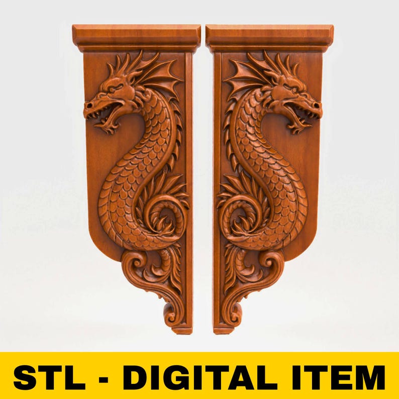 Dragon Corbel STL File Set 3D Model for CNC Laser Engraving 3D Printing ...