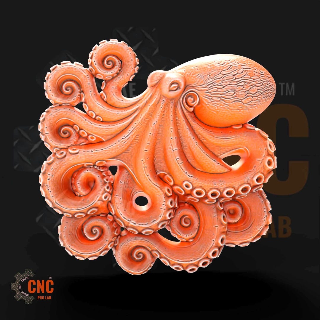 Octopus STL File Nautical 3D Model for CNC Router Laser Engraving 3D ...