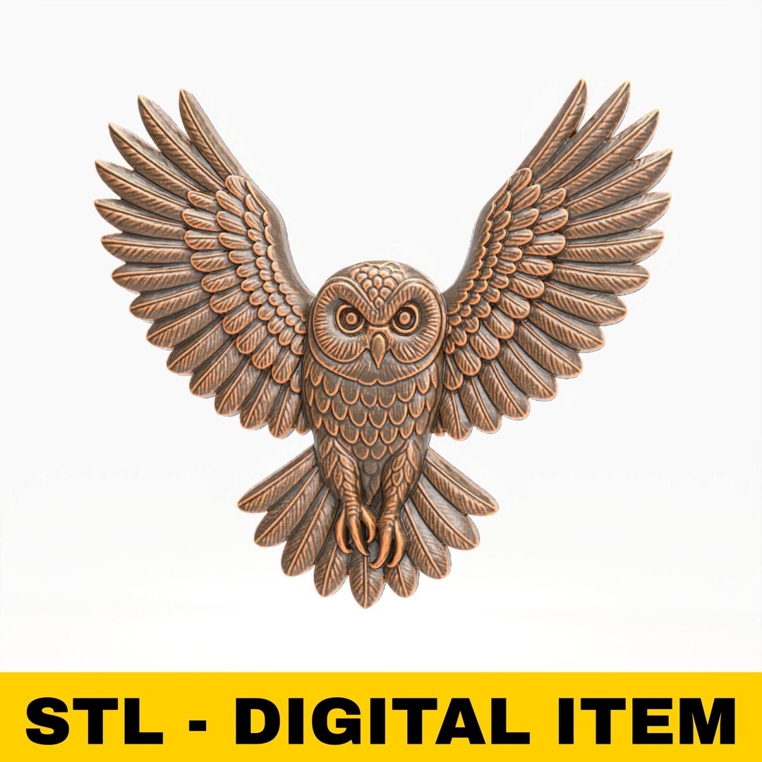 Flying Owl Relief Sculpture STL File High Detail 3D Model for CNC Laser ...