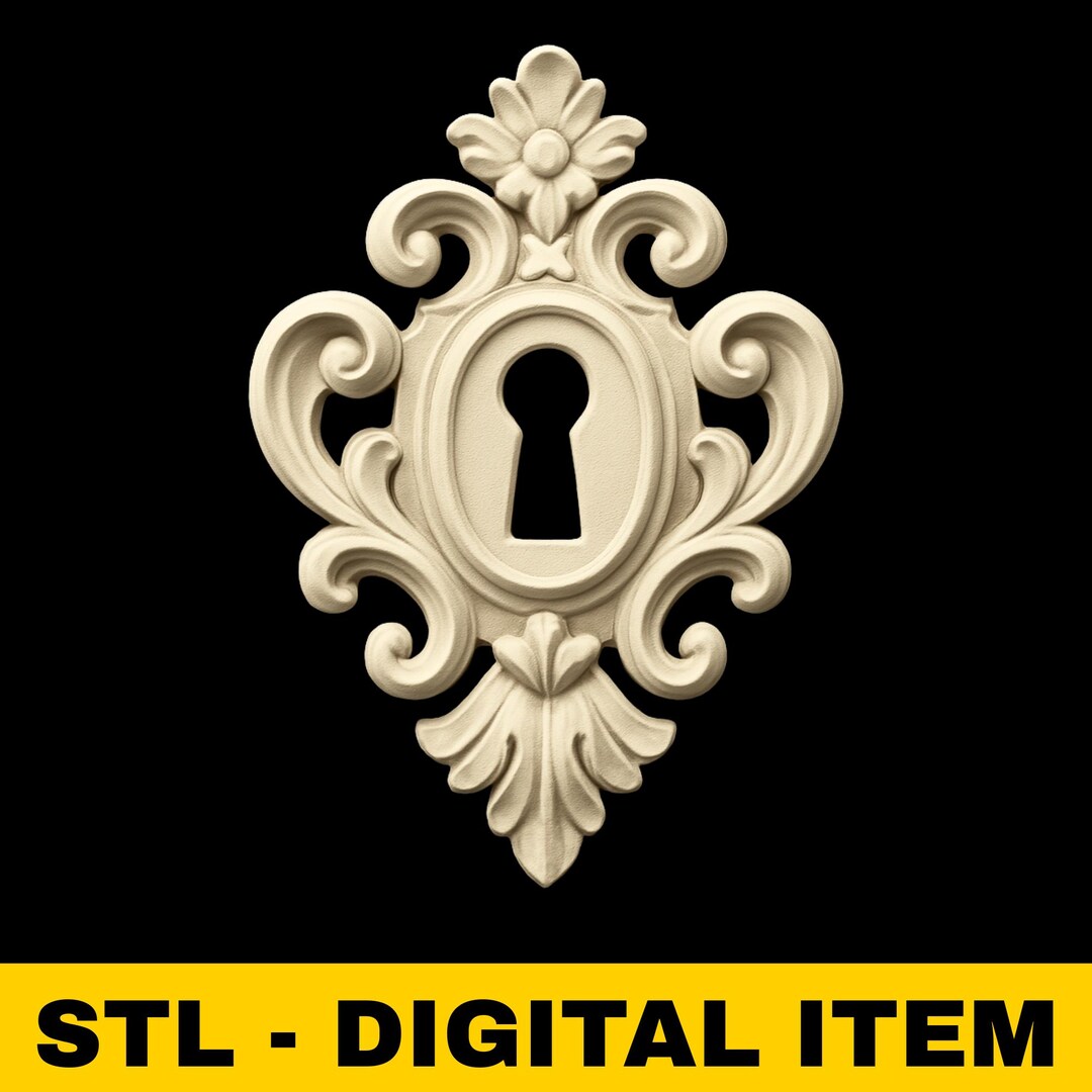 Baroque Keyhole STL File for CNC Carving 3D Printing Ornamental Key ...