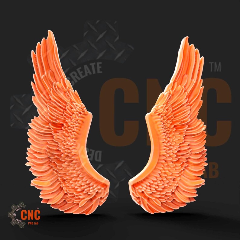 STL File for CNC, 3D Printable Angel Wings, Cherub Wing Set, Digital ...