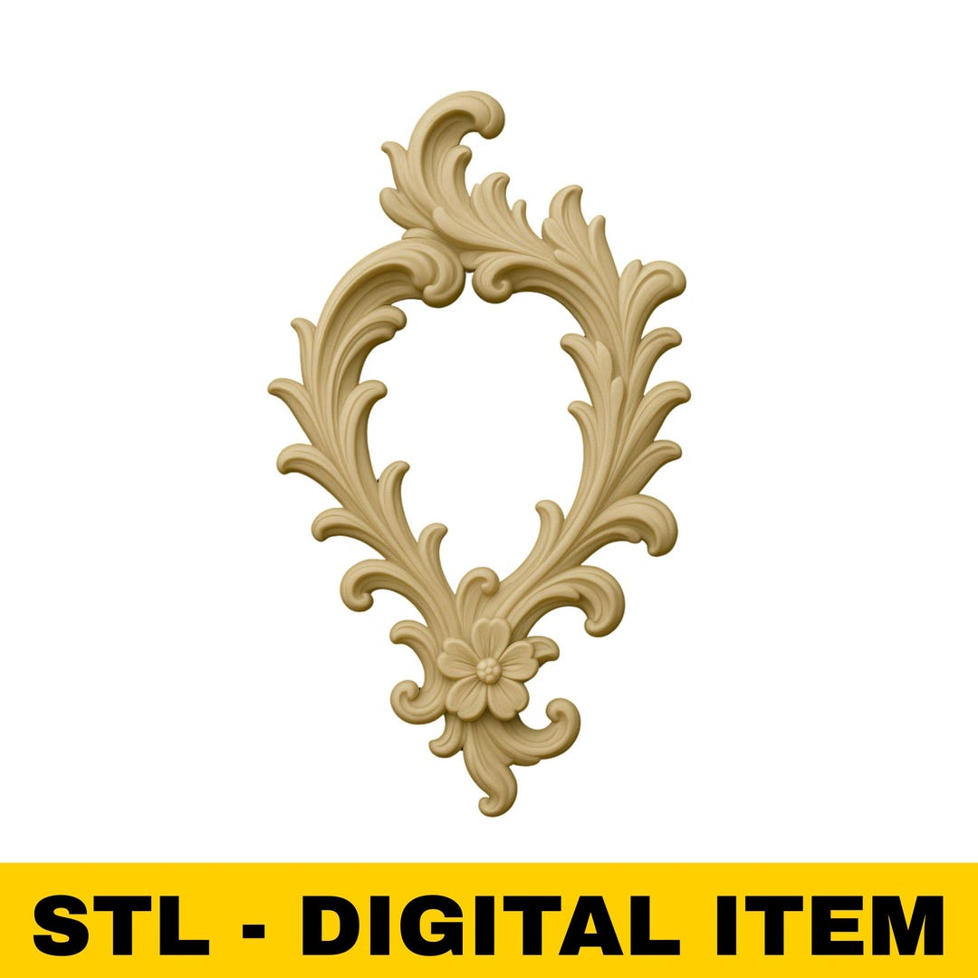 Floral Scroll Frame STL File for CNC Carving 3D Printing Rococo ...