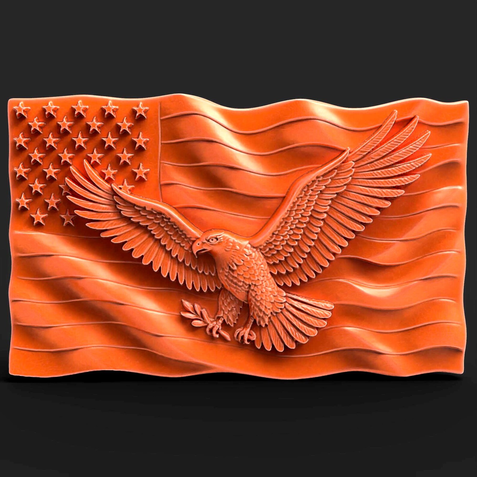 Eagle American Flag 3D STL Model Flying Eagle Over Flag – USA Patriotic ...