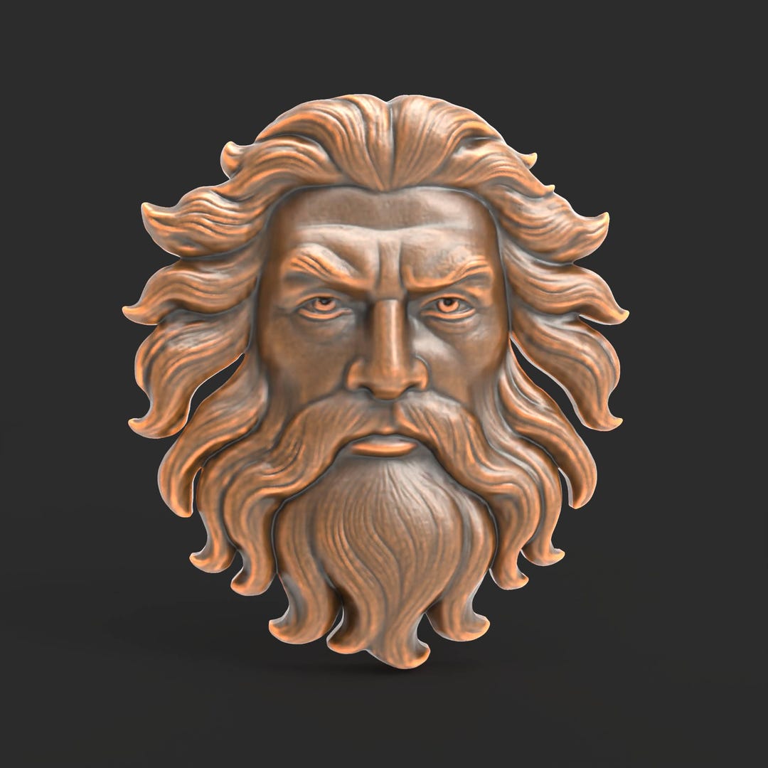 Poseidon Mythic Face STL File for CNC Carving Rustic Wall Art Digital ...