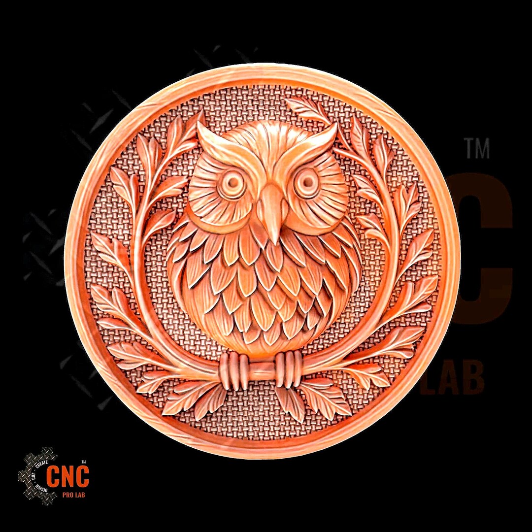 Owl Wall Plaque Coin Medallion for CNC Router 3D Printer Laser ...