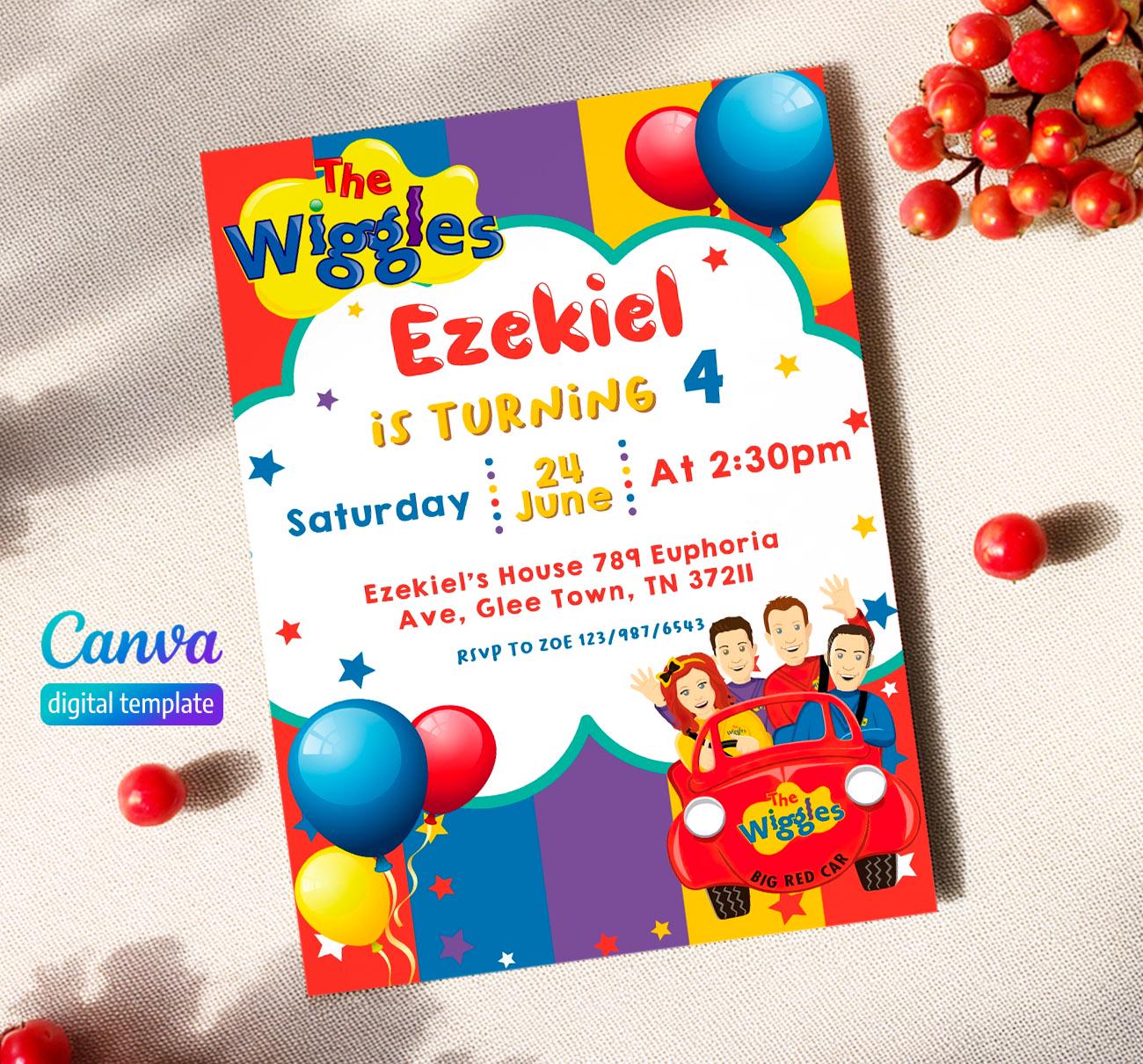 Printable Wiggles Birthday Invite, Editable Music Invitation, Wiggle ...