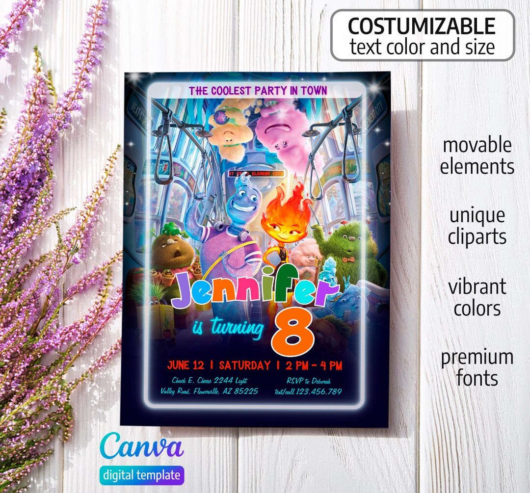 Editable Elemental Birthday Invitation, Printable Birthday Party Invite ...
