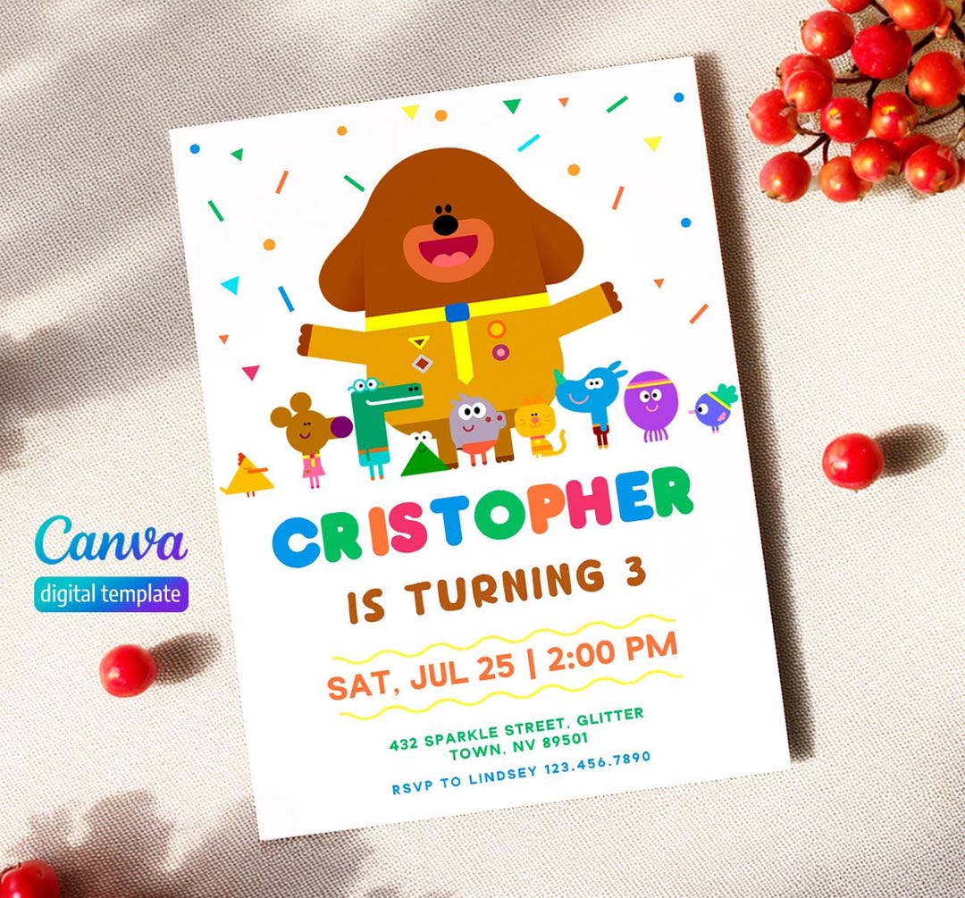 Hey Duggee Birthday Invitation, Printable Invitation, Party Invite ...