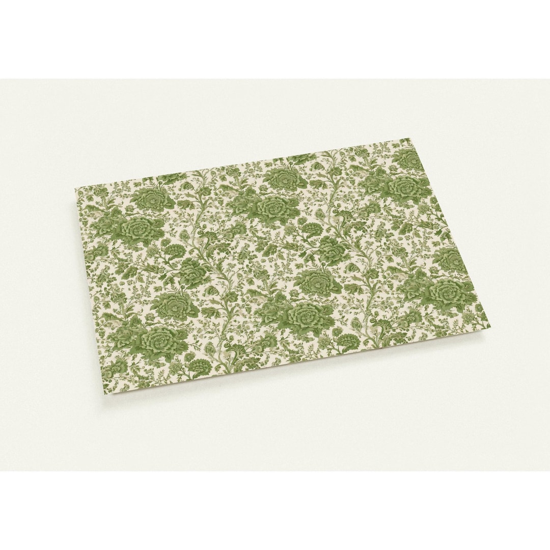 Vintage Green Floral Notecards: Elegant A6 Stationery Set - Etsy