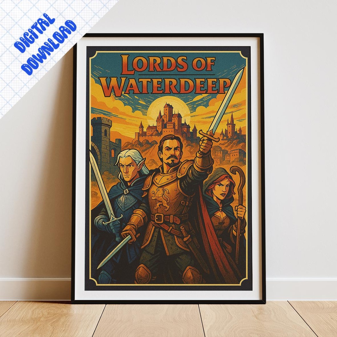 Lords of Waterdeep Board Game Poster - Fan Art, Digital Download, Retro ...