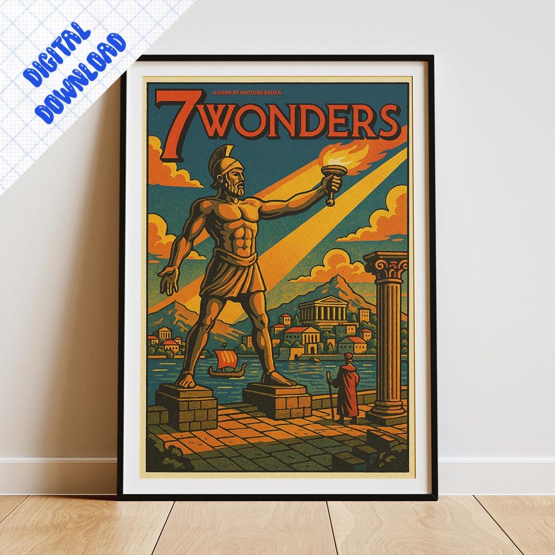 7 Wonders Board Game Poster - Fan Art, Digital Download, Retro Game Art ...