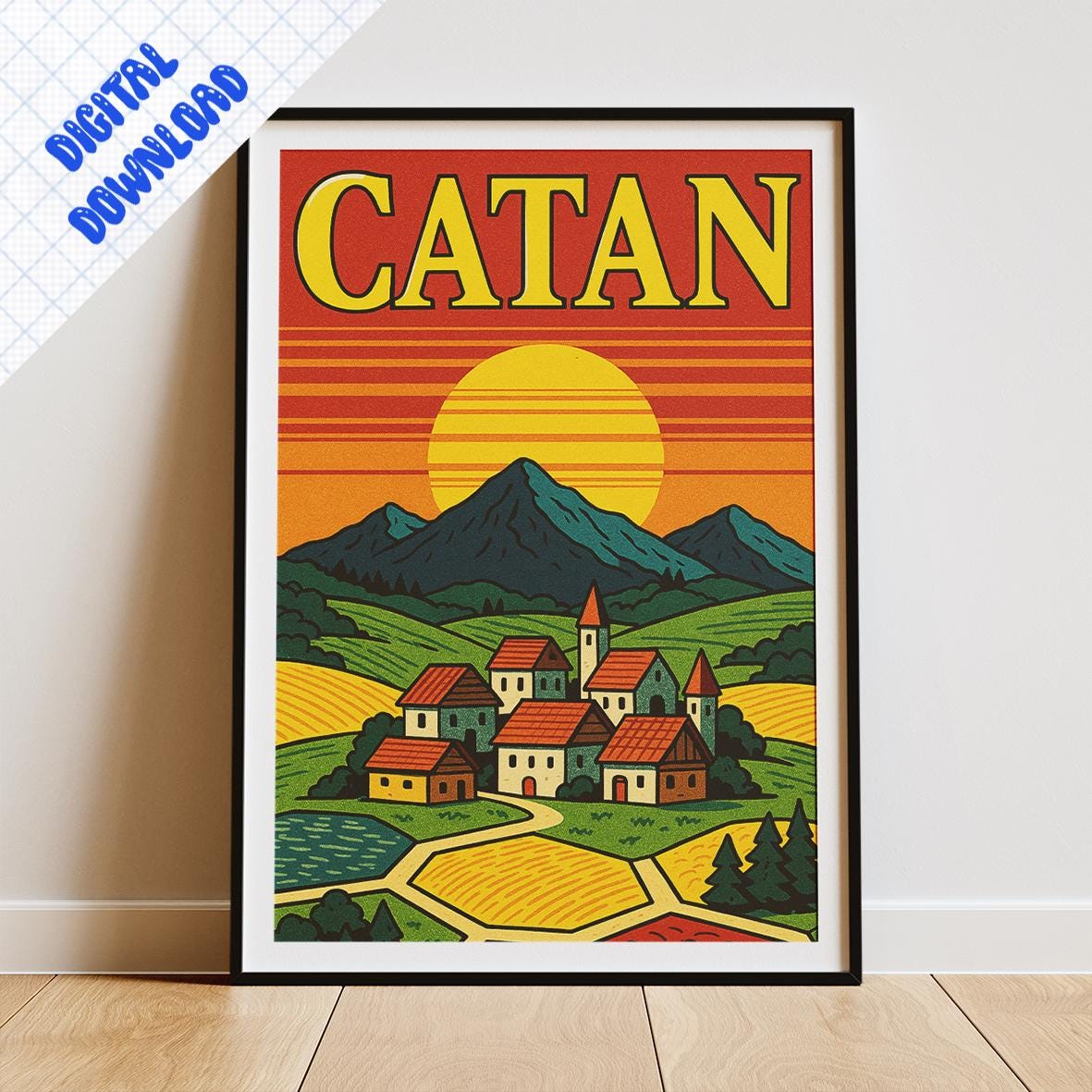 CATAN Retro Board Game Poster - Fan Art, Digital Download, Retro Game ...