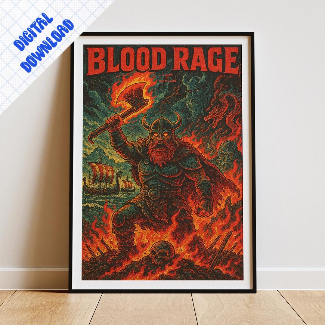 Blood Rage Board Game Poster - Fan Art, Digital Download, Retro Game ...