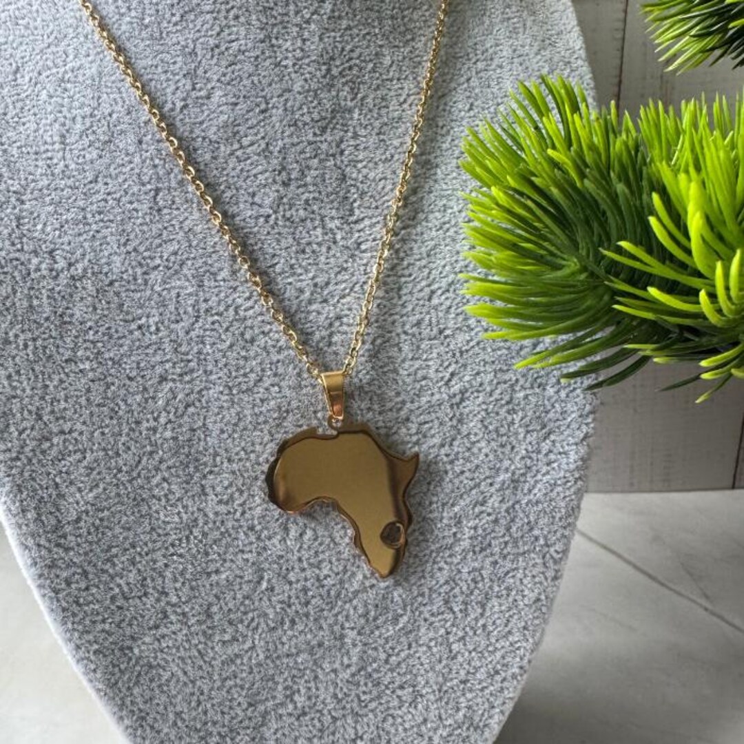 Africa Map With Small Zimbabwe Map Cut Out Charm Necklace - Zimbabwe ...