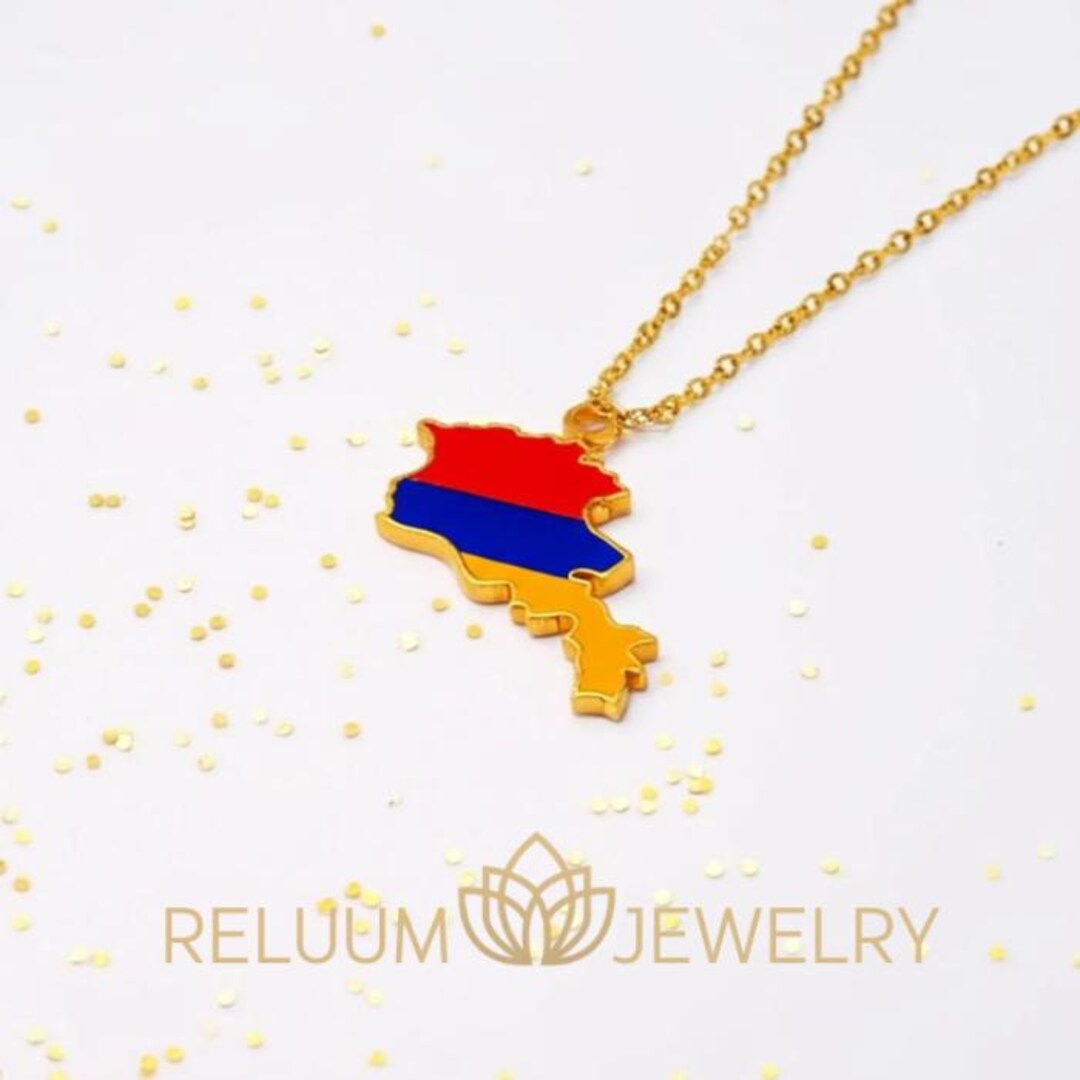 Armenia Map Outline Pendant - Map of Armenia With Flag - Armenia ...
