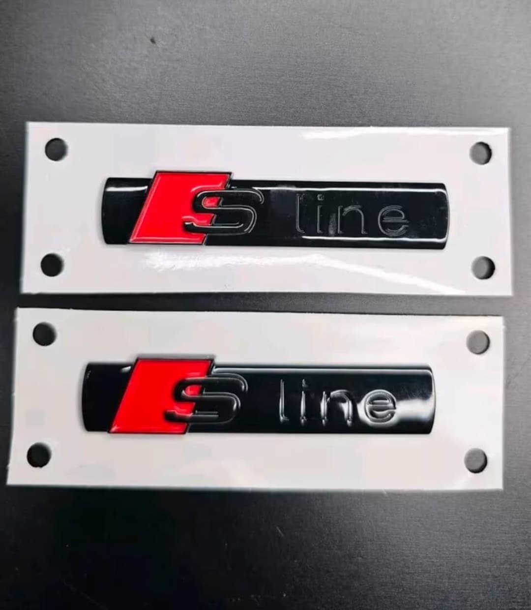 Set of 2 S-line Logo Emblem Black Black Gloss Sline Audi A3 A4 A5 A6 A7 ...