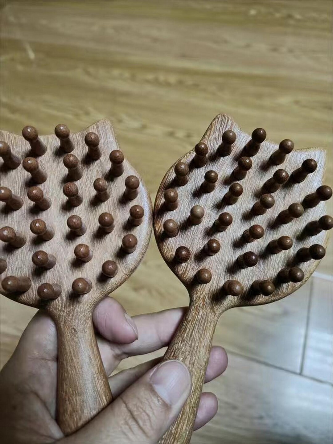 Cute Wooden Cat Meridian Comb – Full-body & Head Massage Brush for ...
