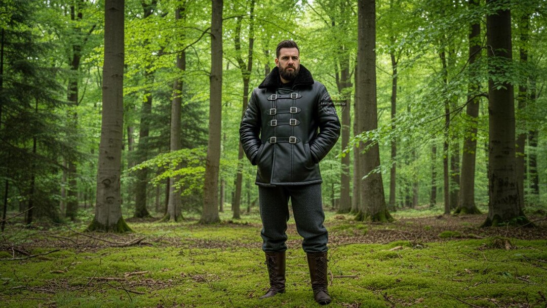 Handmade Men's Black Leather Fireman Jacket and Pant Set | Genuine ...