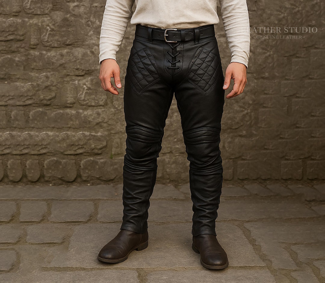 Custom Black Leather Medieval Pants for Men | Gothic Leather ...