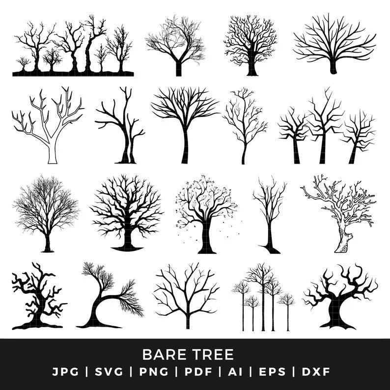 Bare Tree SVG Bundle, Leafless Branch Clipart (digital Files) - Etsy