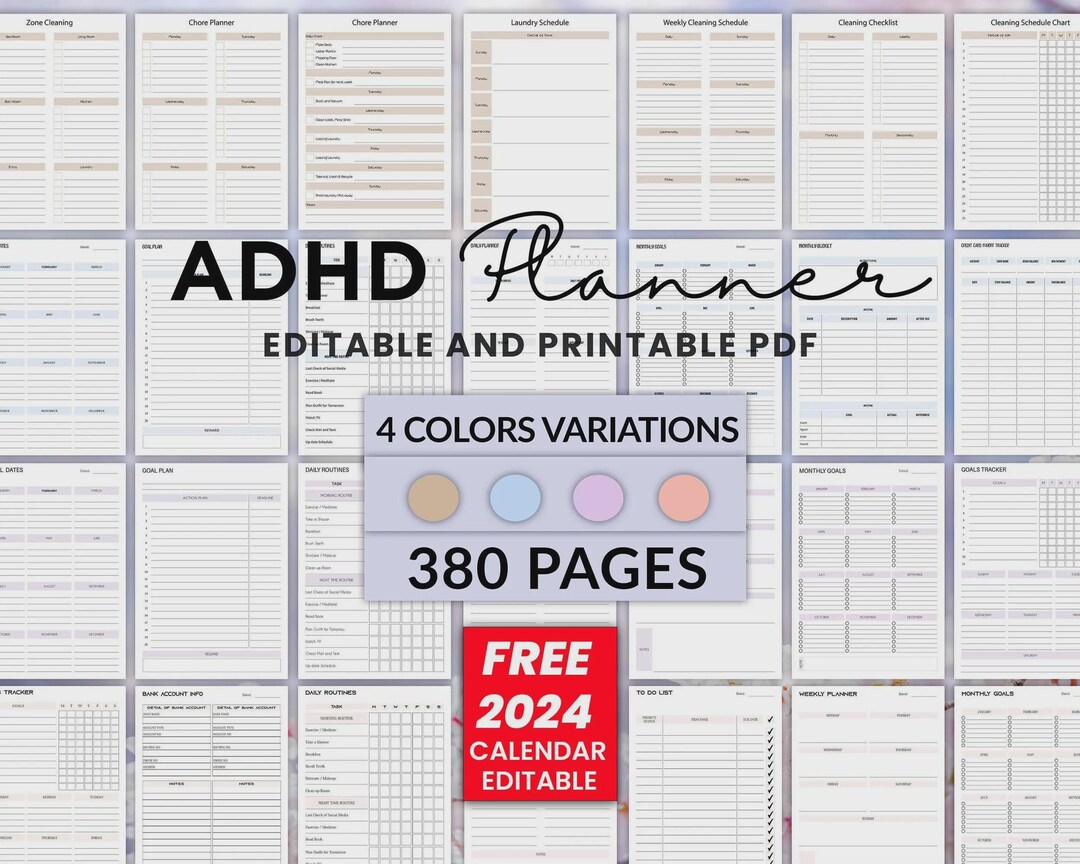 ADHD Planner Adult, ADHD Planner, ADHD Journal, Printable Adhd Planner ...