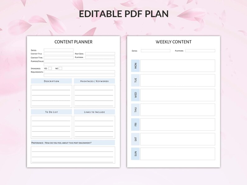 Editable Social Media Content Planner, A4 PDF - Etsy Canada