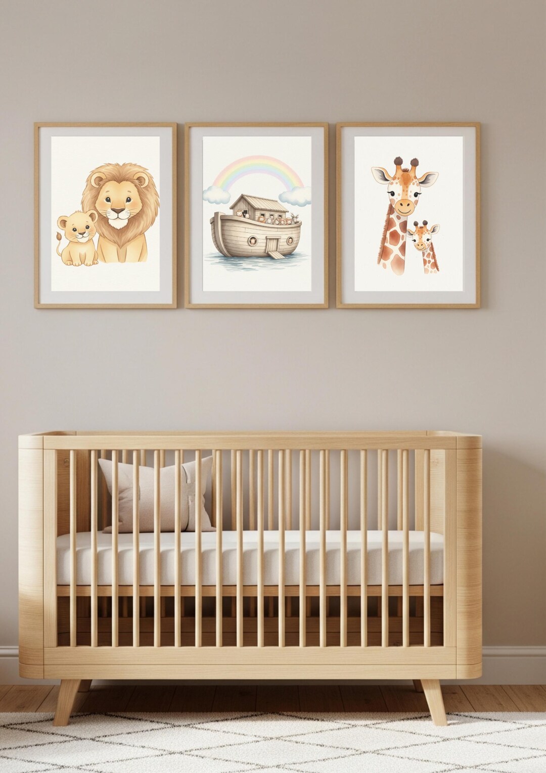 Noahs Ark Nursery Decor Set Of 3 Prints Neutral Christian Wall Art