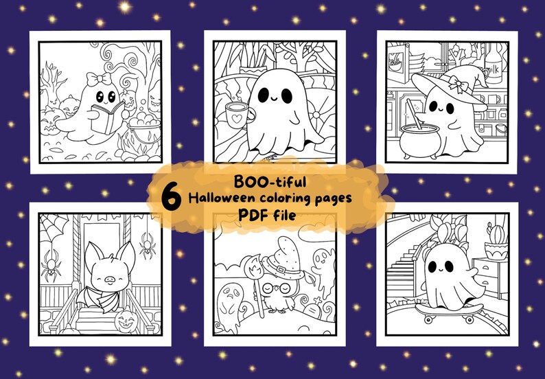 Cute & Spooky Halloween Coloring Pages - Etsy