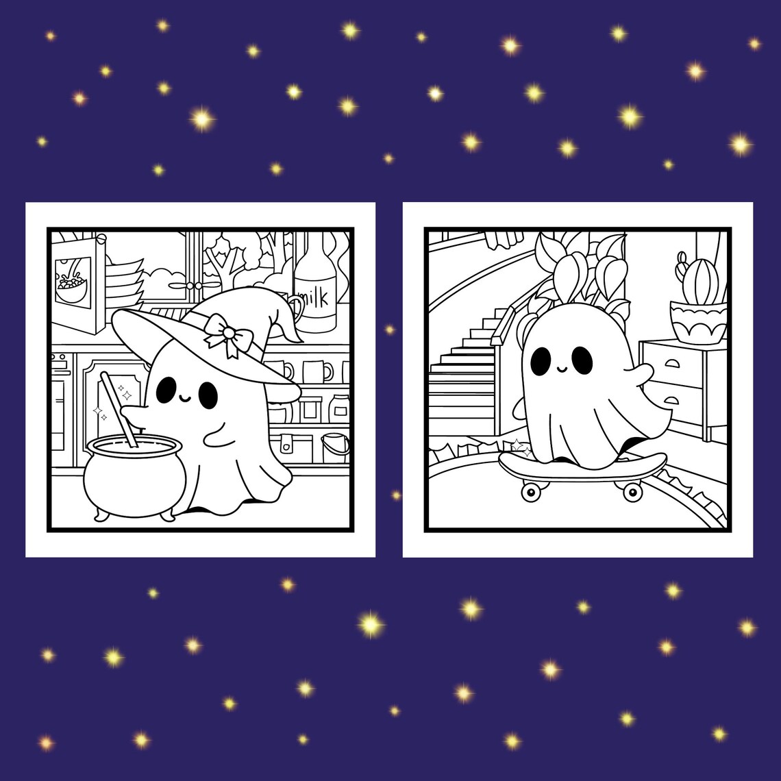 Cute & Spooky Halloween Coloring Pages - Etsy