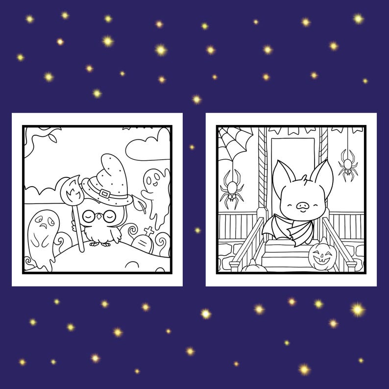 Cute & Spooky Halloween Coloring Pages - Etsy