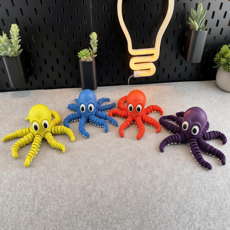 Cute Octopus STL 3D Print Model | Articulated Tentacle Toy for Printing ...