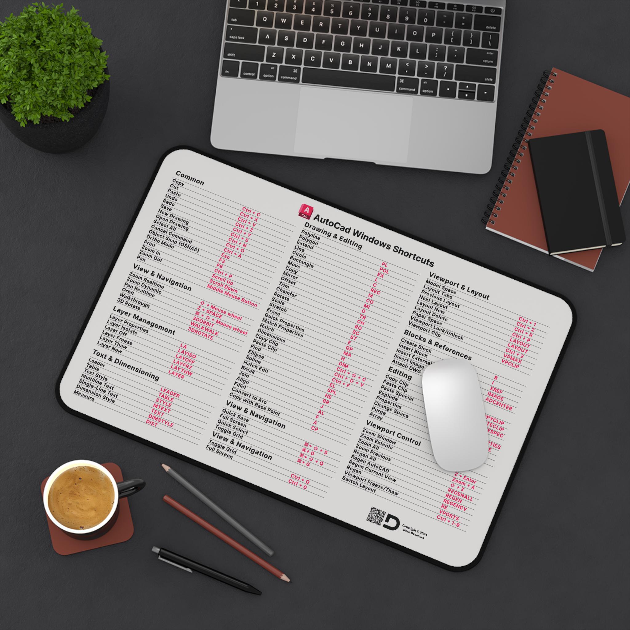 Autocad 105 Shortcuts Mouse Pad, Autocad Cheat Sheet, Coworker Gift ...