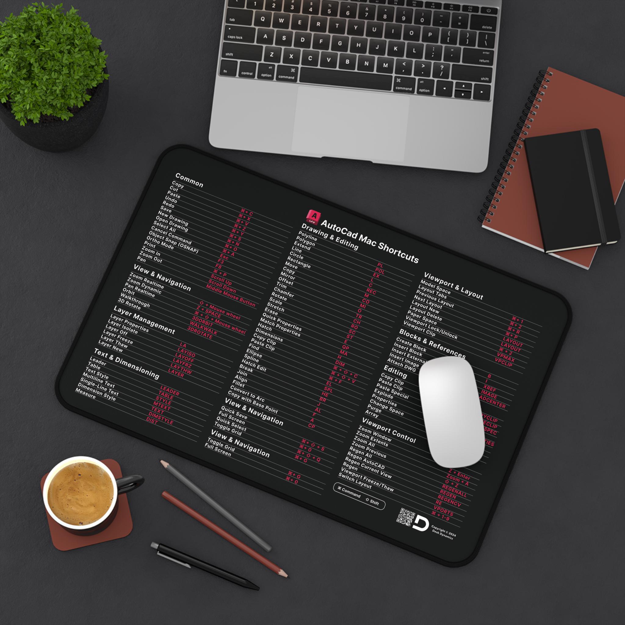 Autocad 105 Shortcuts Mouse Pad, Autocad Cheat Sheet, Coworker Gift ...