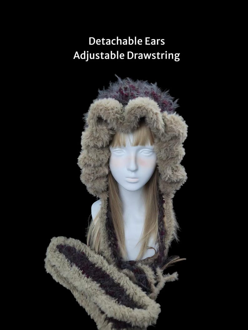Handmade Brown Bunny Ear Hood - Plush Warm Cozy Adjustable - Etsy