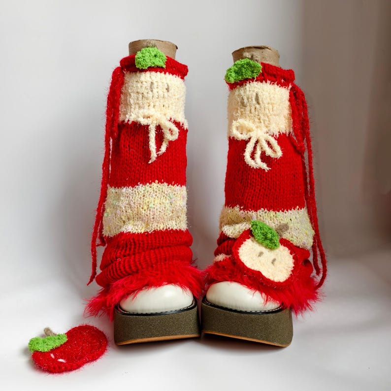 Apple Red Y2K Leg Warmers - Handmade, Customizable - Etsy