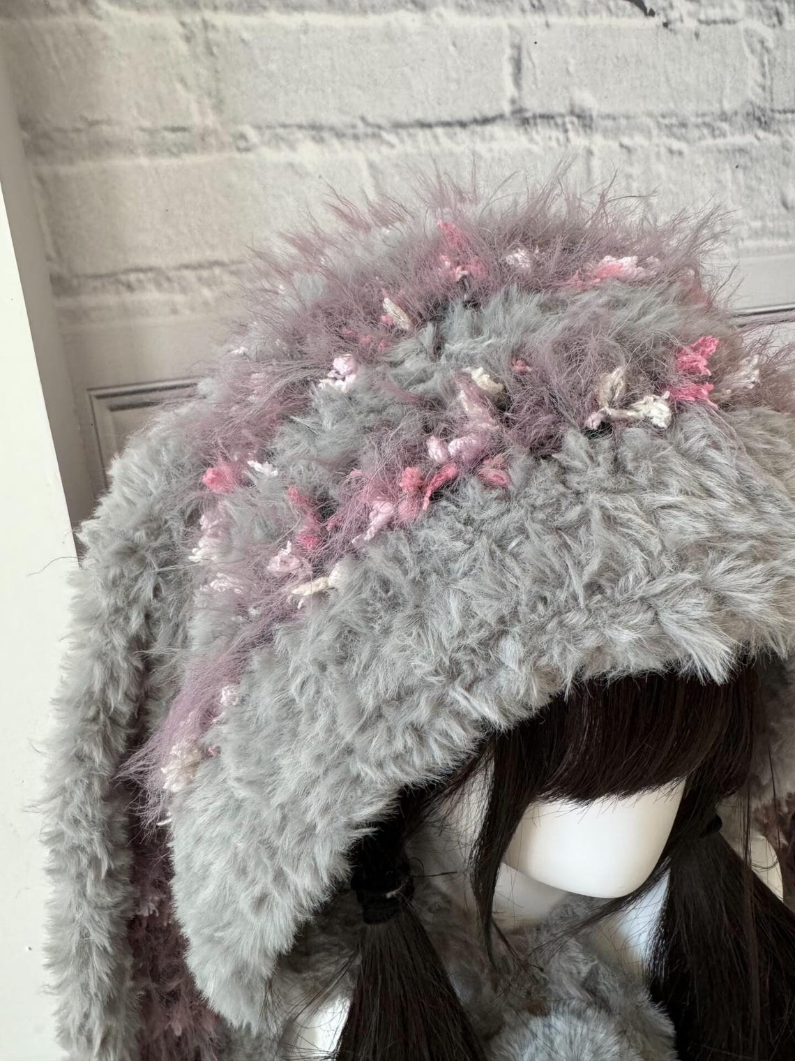 Long Ears Smoke Pink Bunny Hood - Handmade Whimsical Warmth - Etsy
