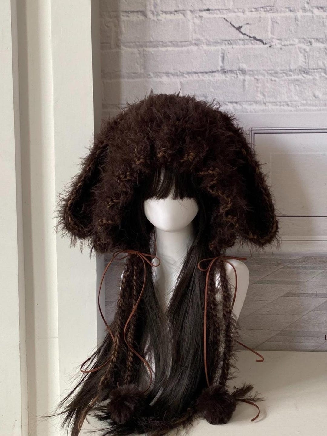 Rabbit Ear Hood: Handmade Brown Plush for Warmth & Style - Etsy