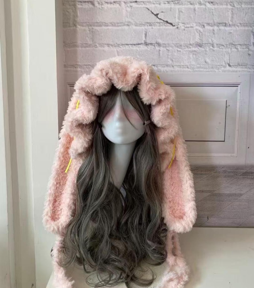 Panini Pink Bunny Ear Hood - Plush Warm Cozy Adjustable - Etsy