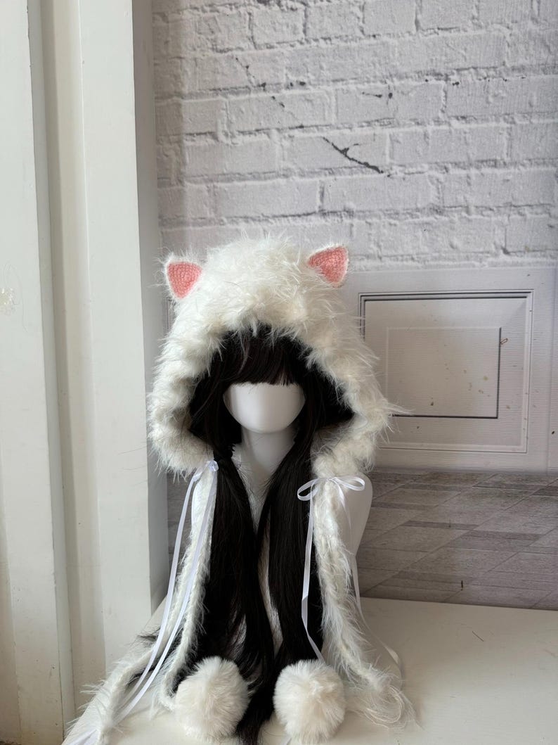 Handmade White Cat Ear Hood - Cozy Plush - Etsy