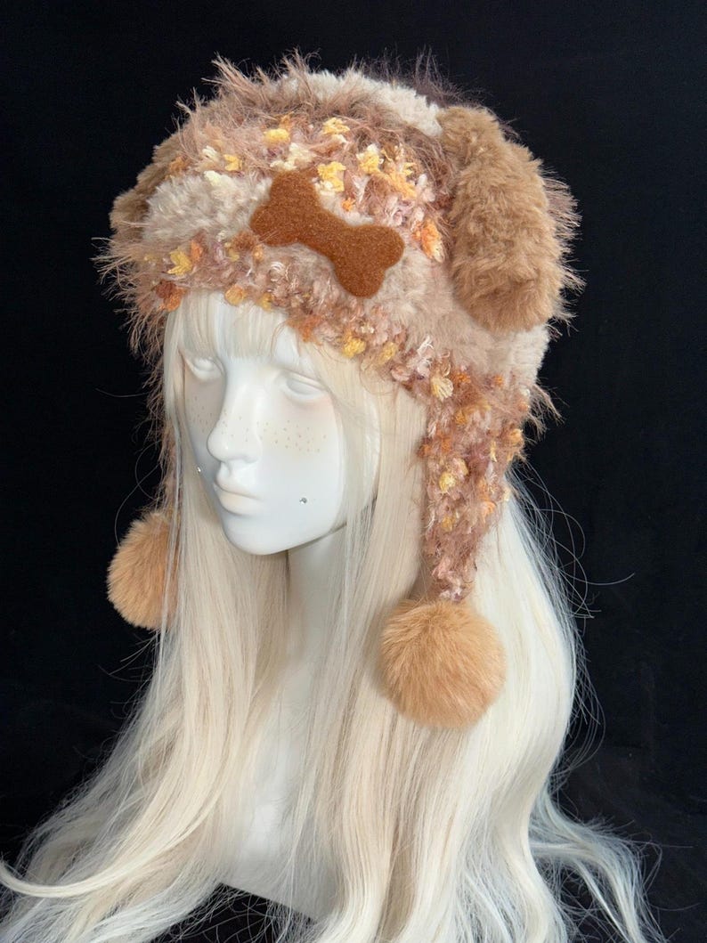 Cozy Plush Dog Ear Hat Handmade With Bone Charm - Etsy