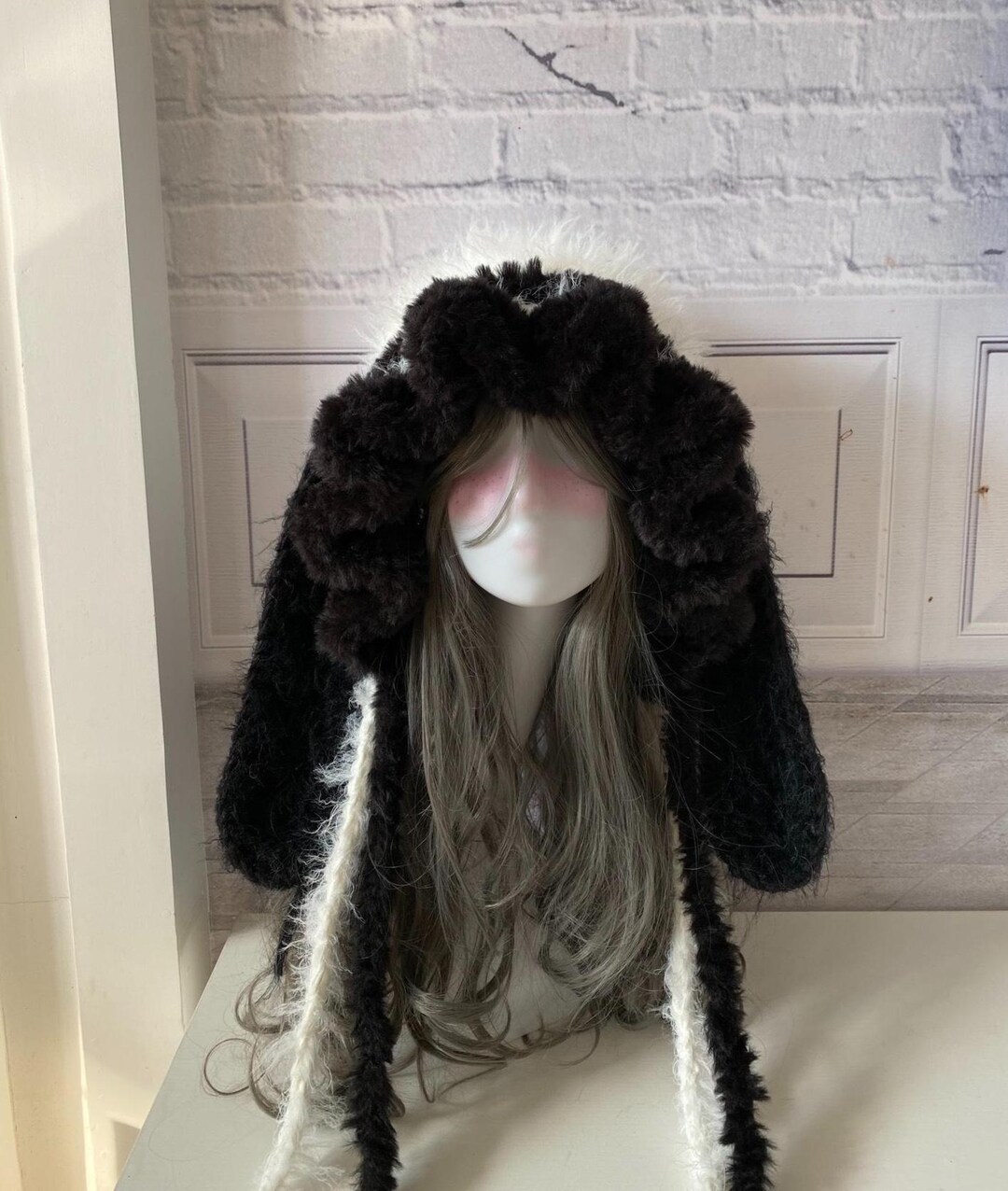 Handmade Black & White Bunny Ear Hood - Cozy Plush Warmth - Etsy