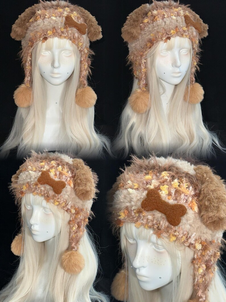 Cozy Plush Dog Ear Hat Handmade With Bone Charm - Etsy
