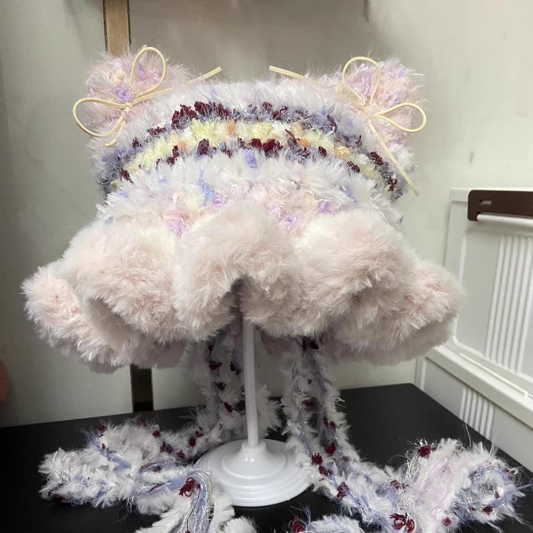 Handmade Fuzzy Jellyfish Cat Ear Beanie: Winter Cosplay Hat - Etsy