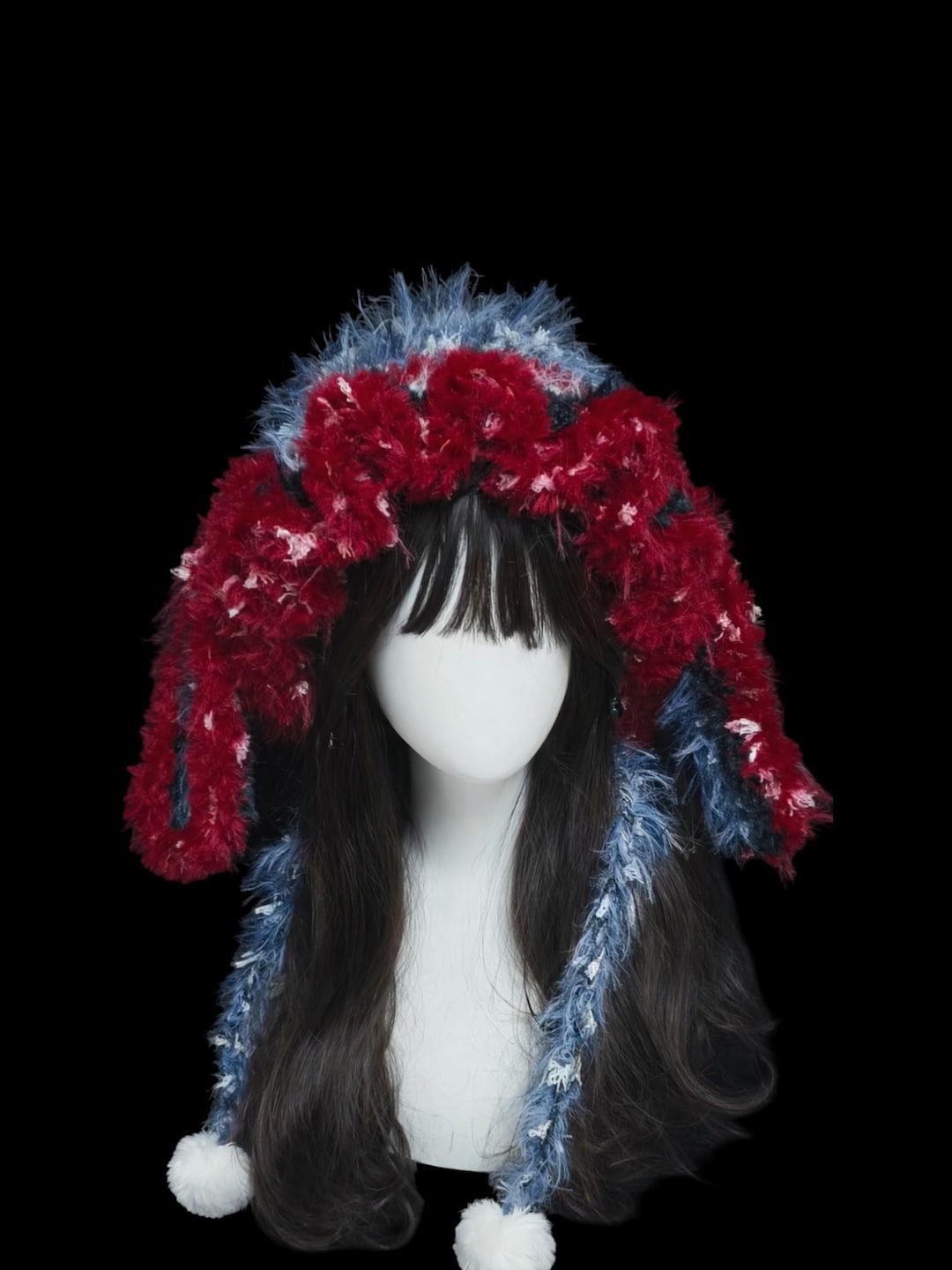 Fluffy Bunny Ear Hood With Long Droopy Ears Statement Hat - Etsy