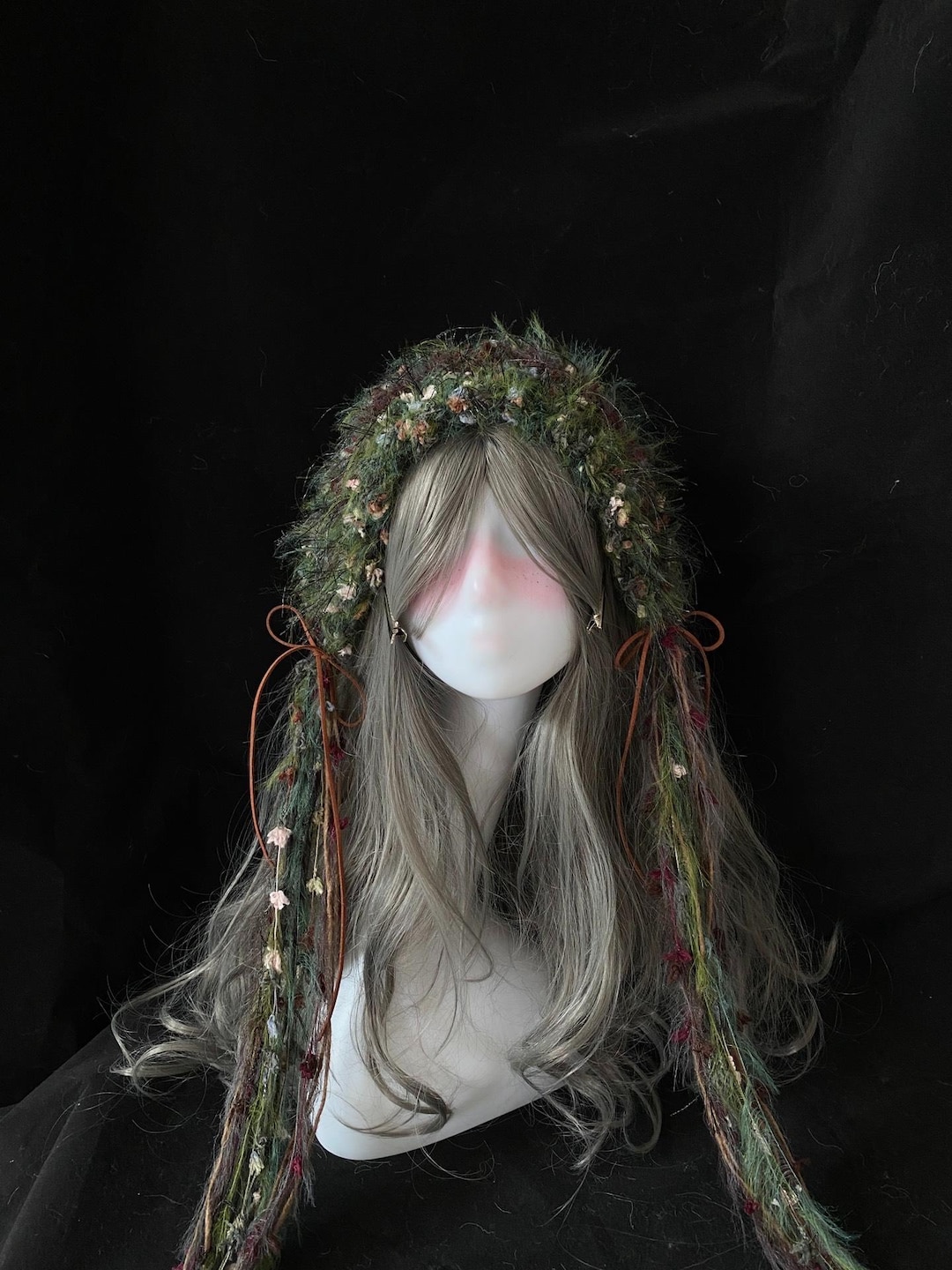 Handmade Forest Headband: Fluffy Floral Yarn, Boho Fairycore Accessory ...
