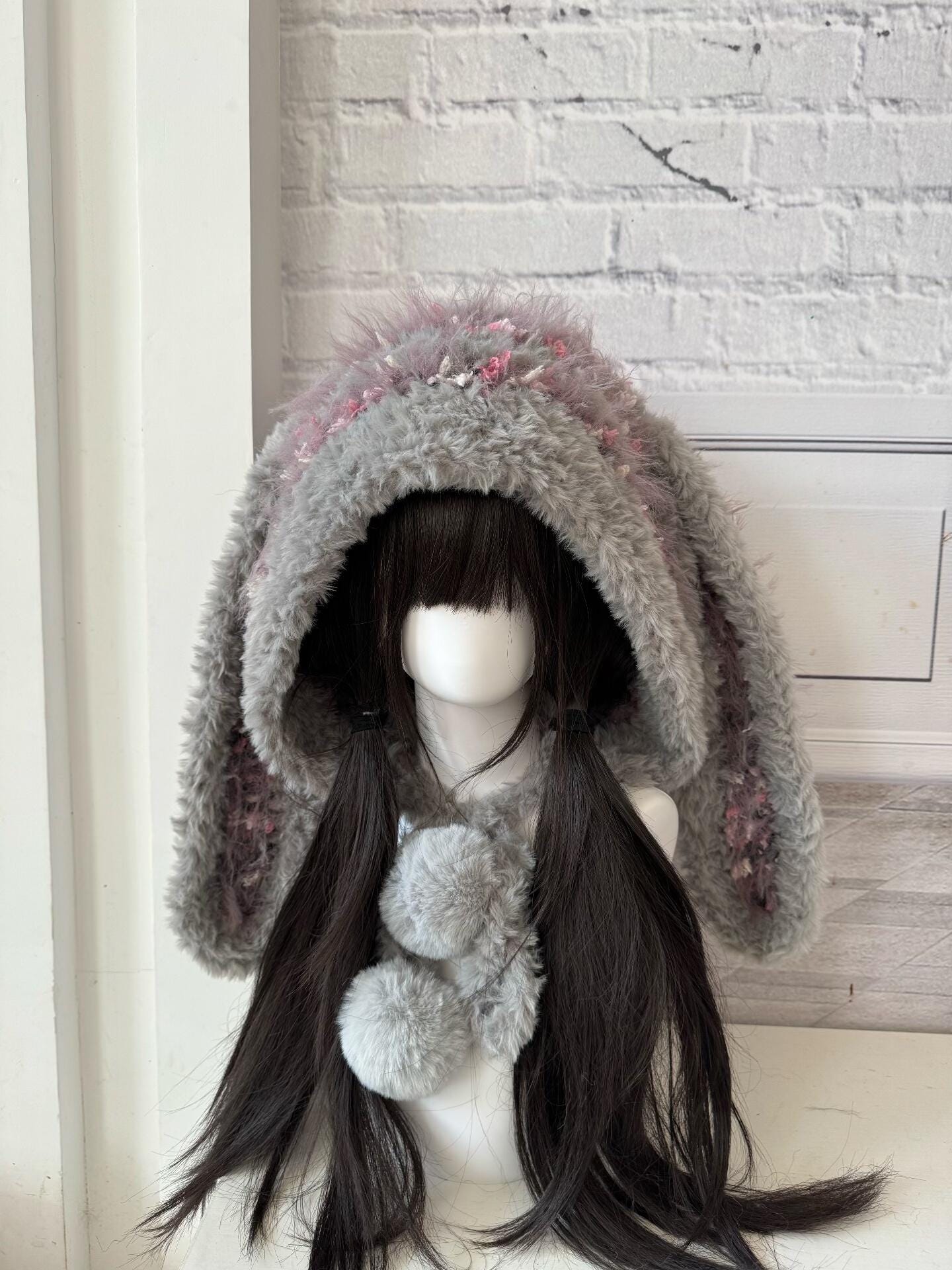 Long Ears Smoke Pink Bunny Hood - Handmade Whimsical Warmth - Etsy