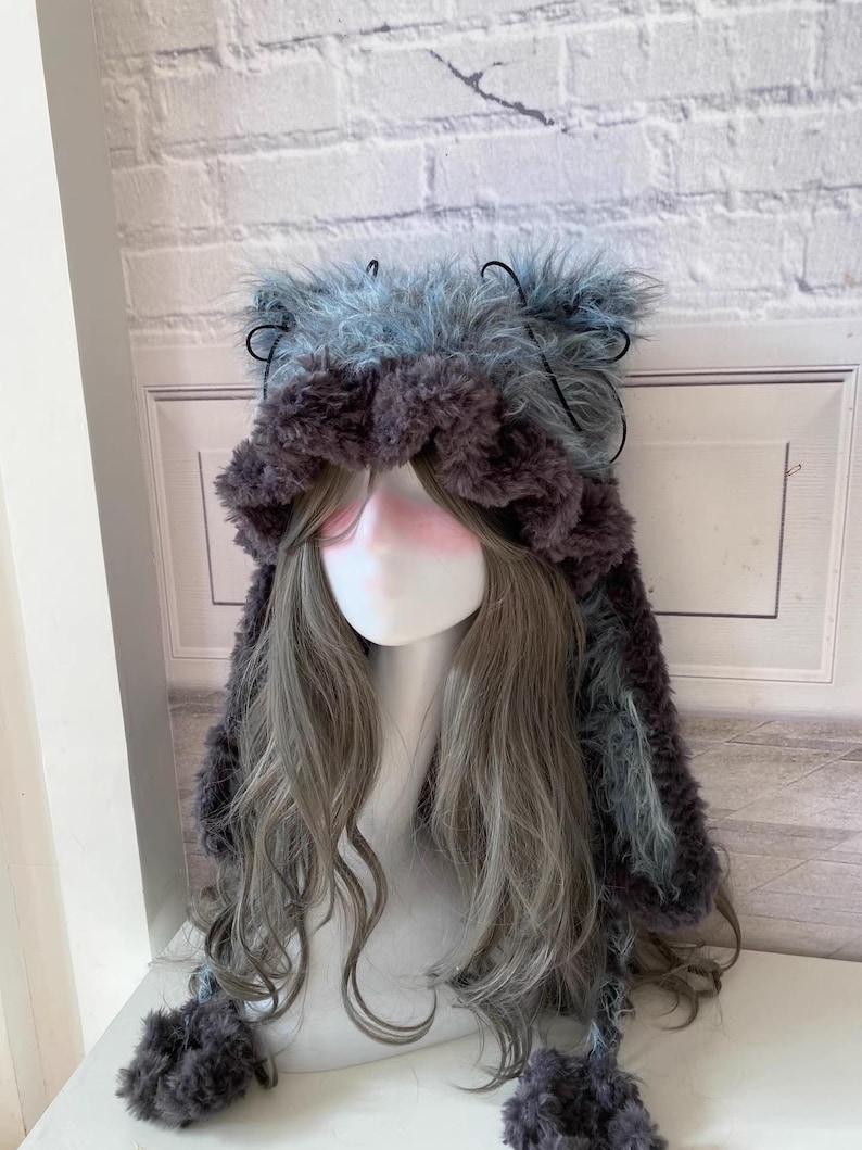 Faux Fur Bunny Ear Beanie Hood: Detachable Rabbit Ears, Kawaii Cosplay ...