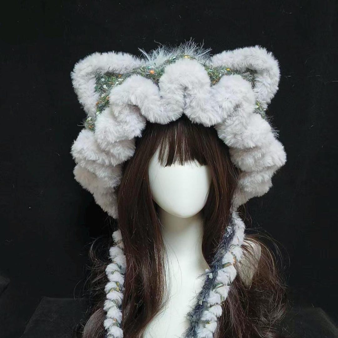 Whimsical Fox Jellyfish Hat With Cat Ears - Handmade Double Layer Knit ...