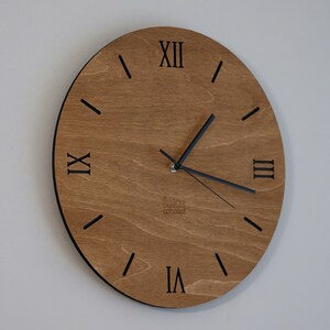 Rustic Wall Clock With Roman Numerals, Wooden Wall Clocks, Handmade ...