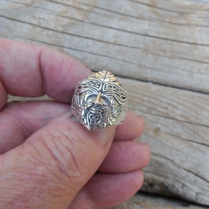 Green Man Ring Handmade in Sterling Silver 925 With a Celtic Triquetra ...